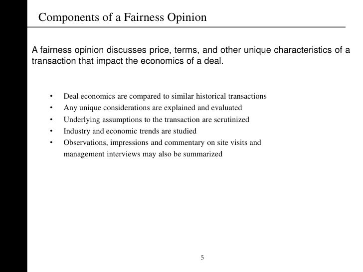 Fairness Opinion Overview
