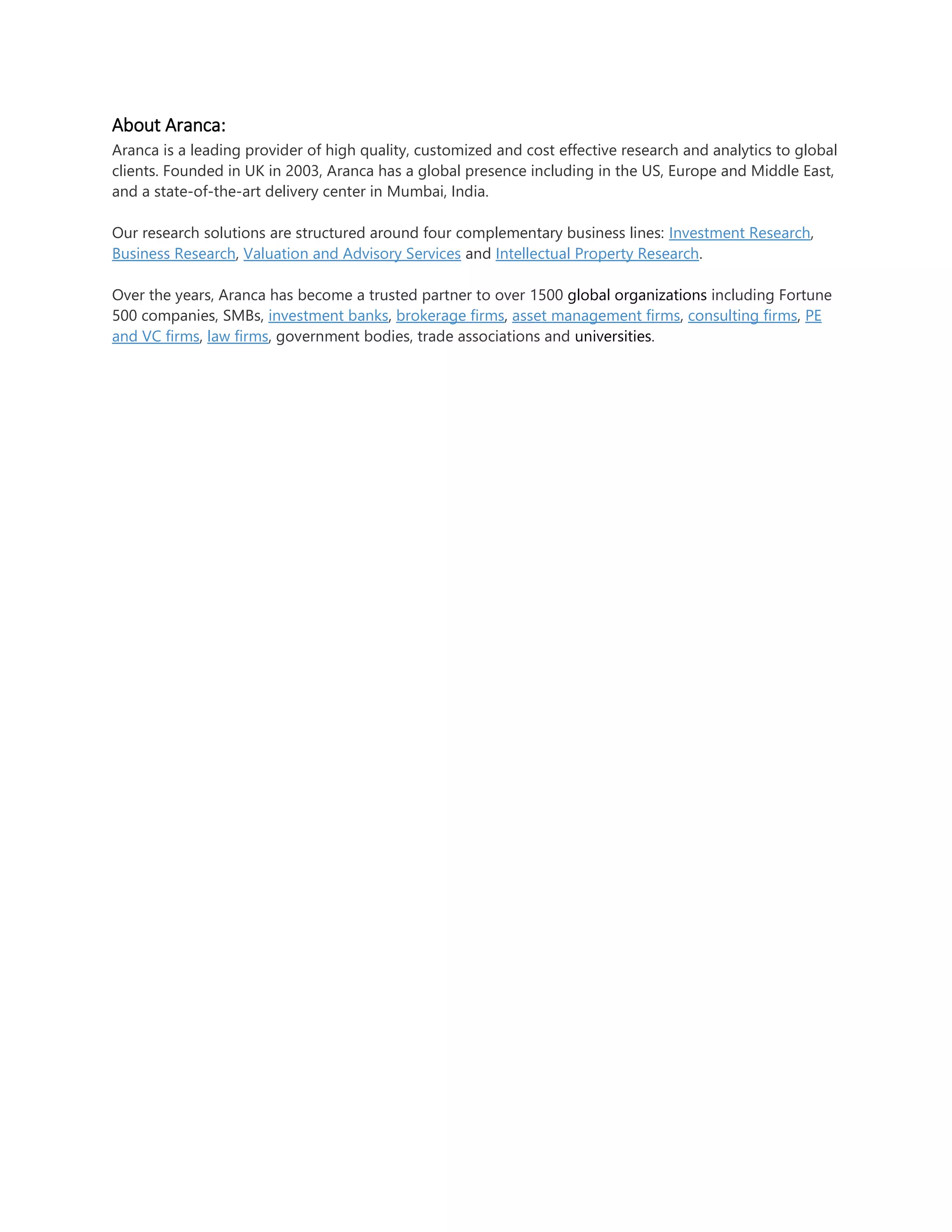 Aranca | Fairness Opinion | Valuation & Advisory Services | PDF