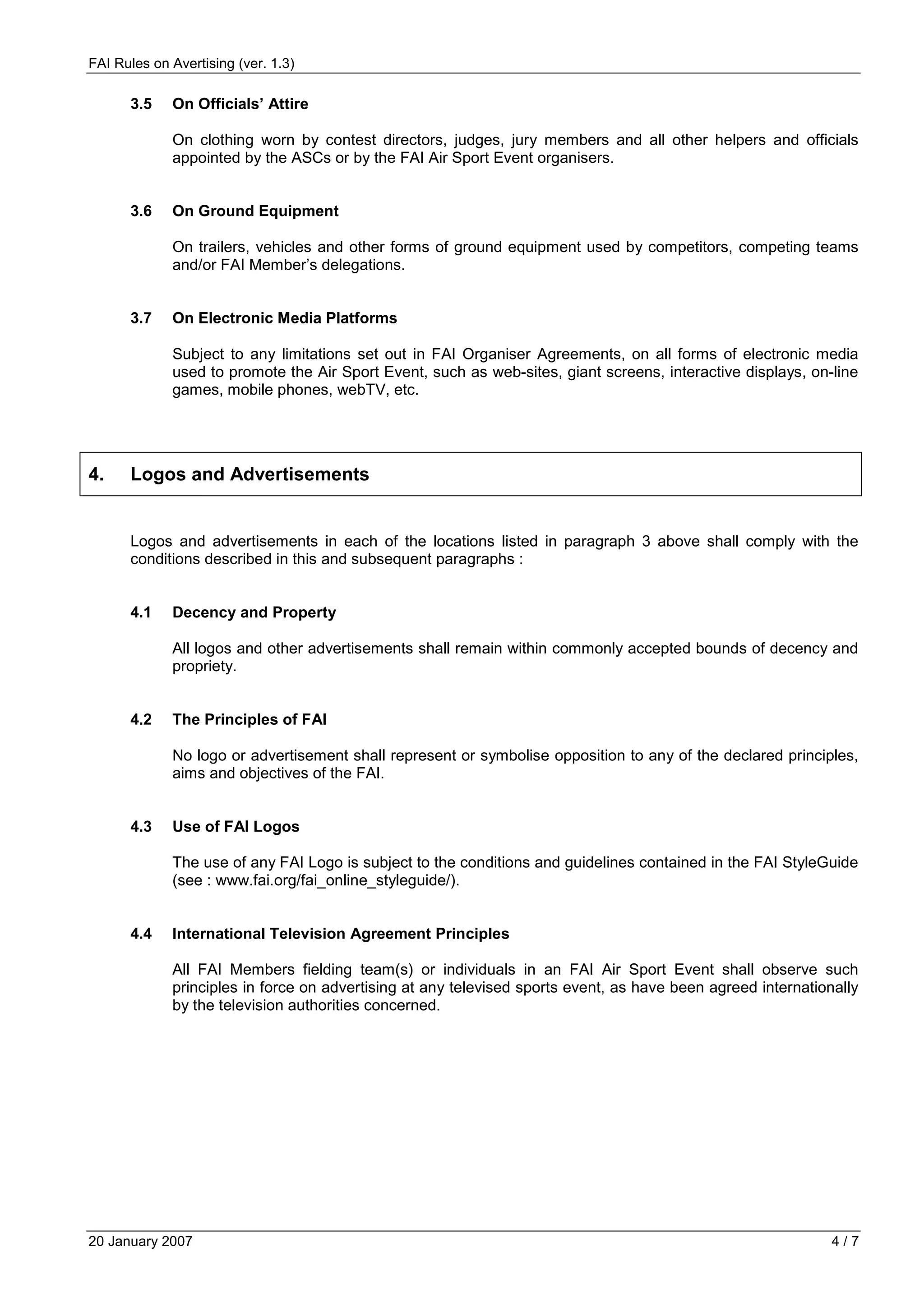 Fai Rules Advertising V1 3 | PDF