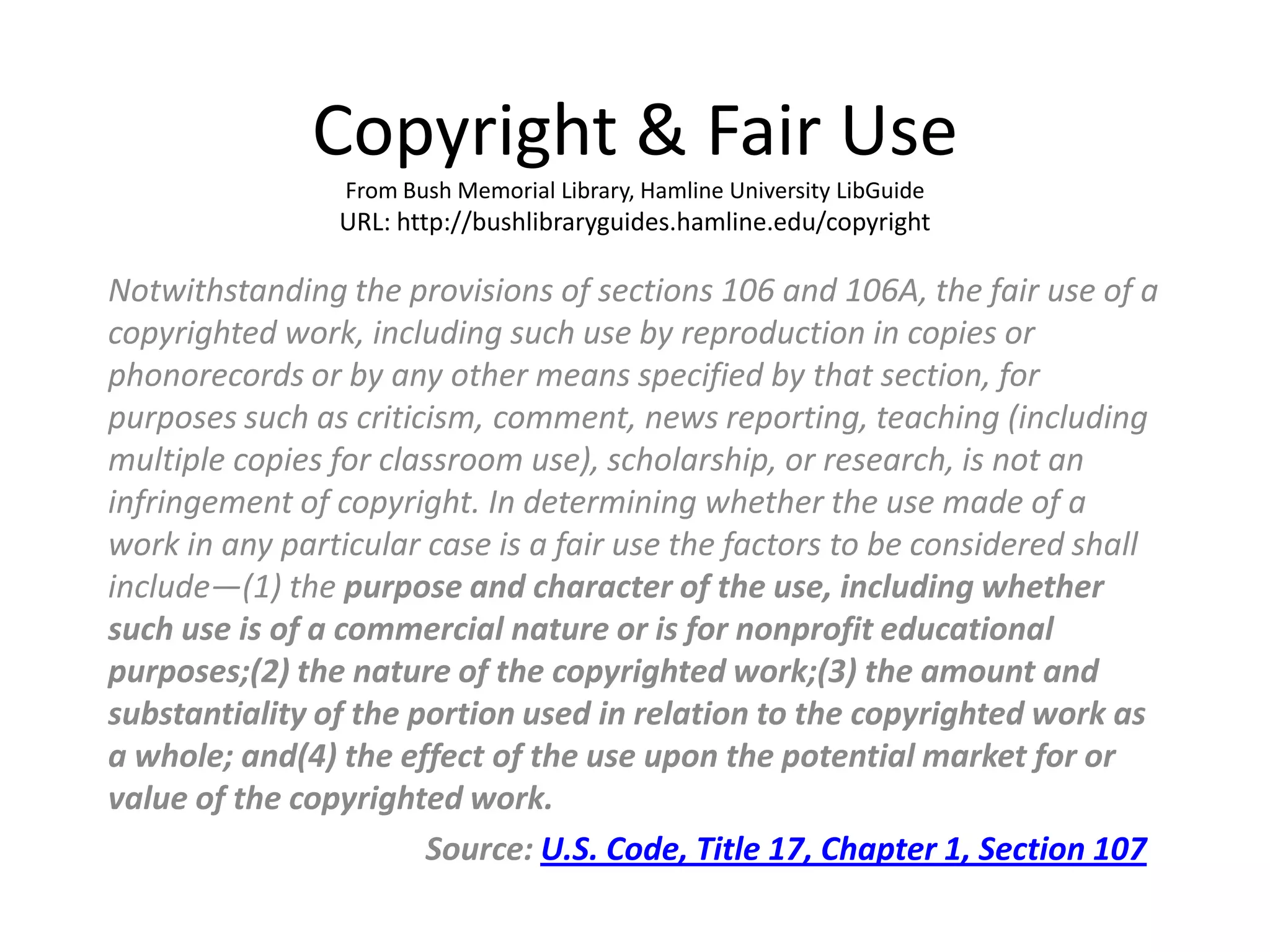 Fair use bush lib guide | PPTX