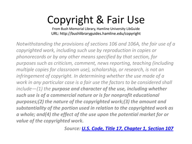 Fair use bush lib guide | PPT