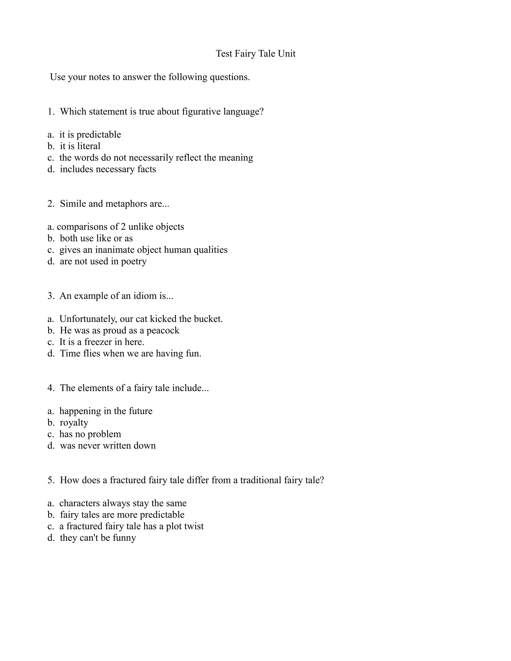 Fairy tale test | PDF