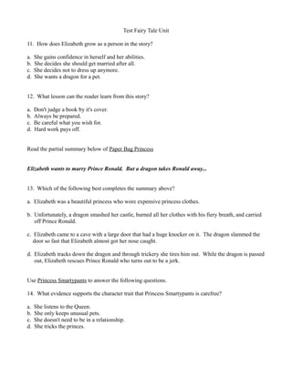 Fairy tale test | PDF | Family and Relationships