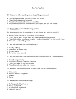 Fairy tale test | PDF | Family and Relationships