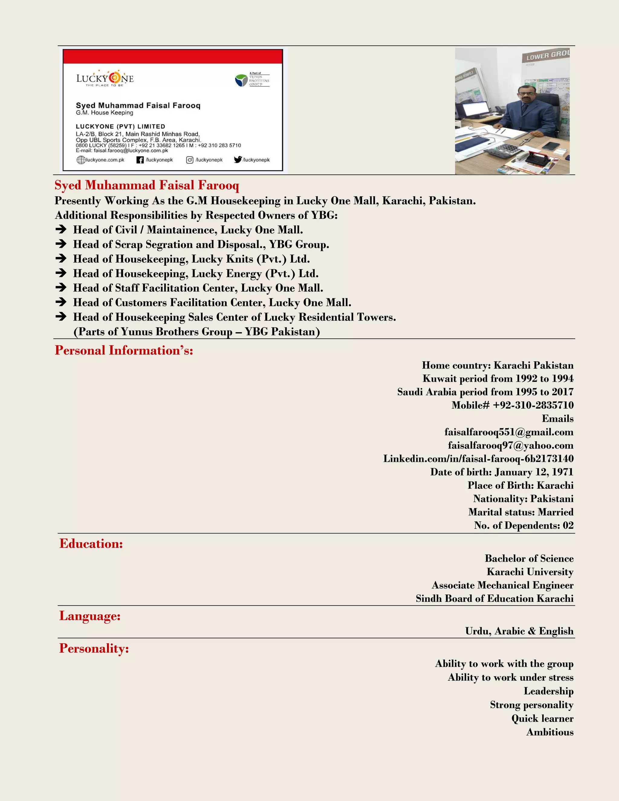 Faisal Farooq Curriculum Vitae | PDF