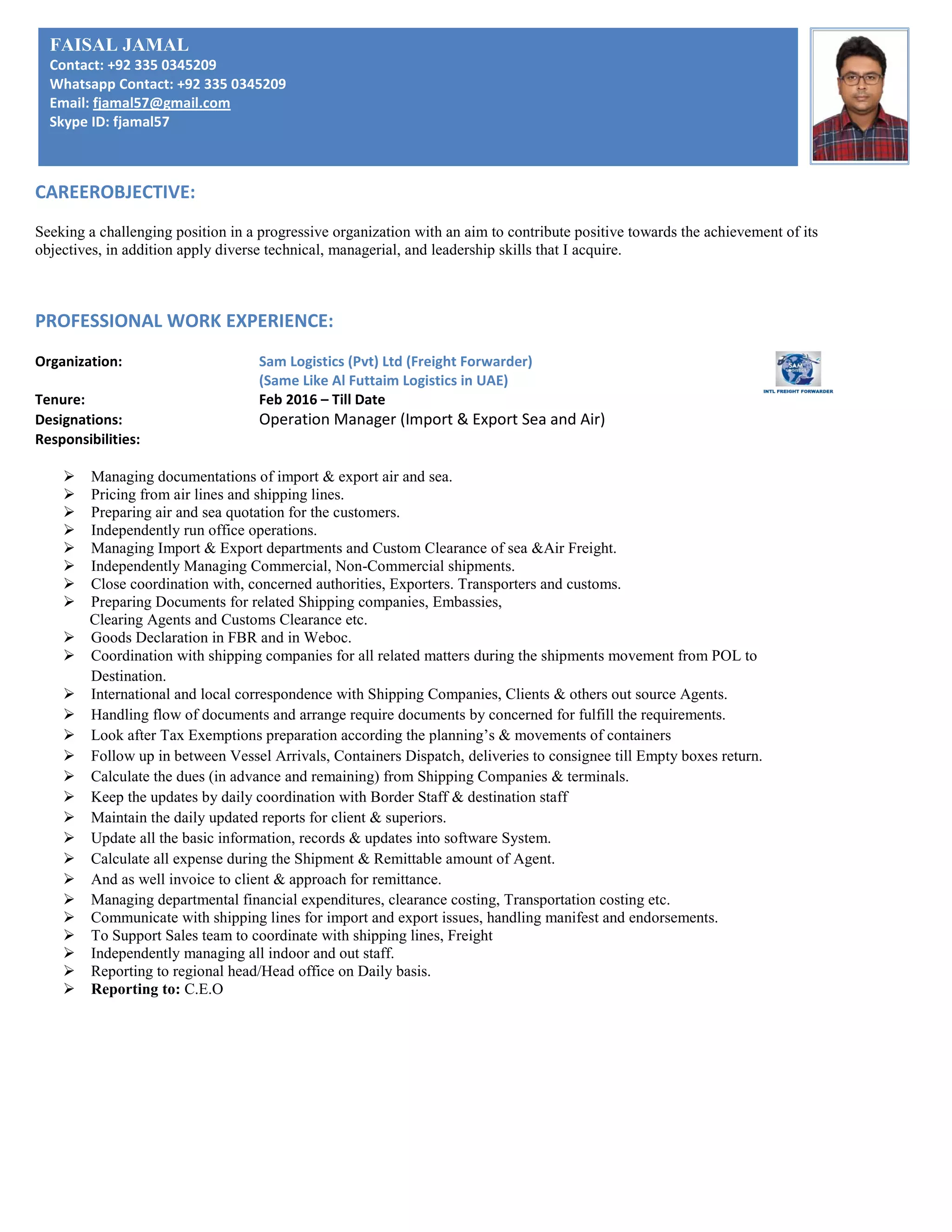 Faisal jamal cv uae | PDF