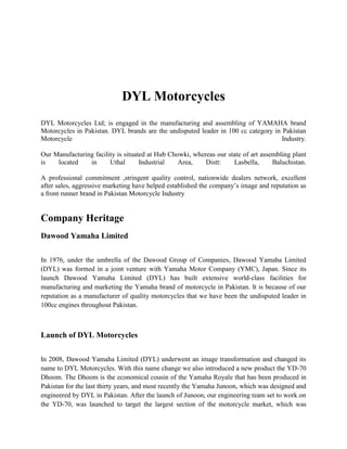 CPR cost accountin project on dyl motorcycles ltd | DOCX