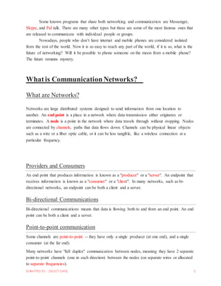COMUNICATION NETWORK NETWORK TOPOLOGY NETWORK CABLES NETWORK DEVICES | DOCX