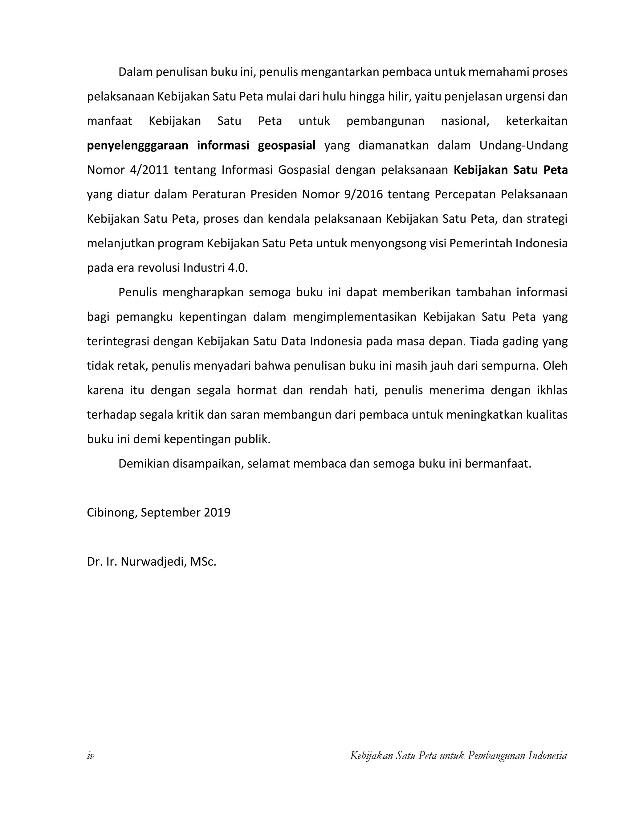 Kebijakan Satu Peta Untuk Pembangunan Indonesia | PDF