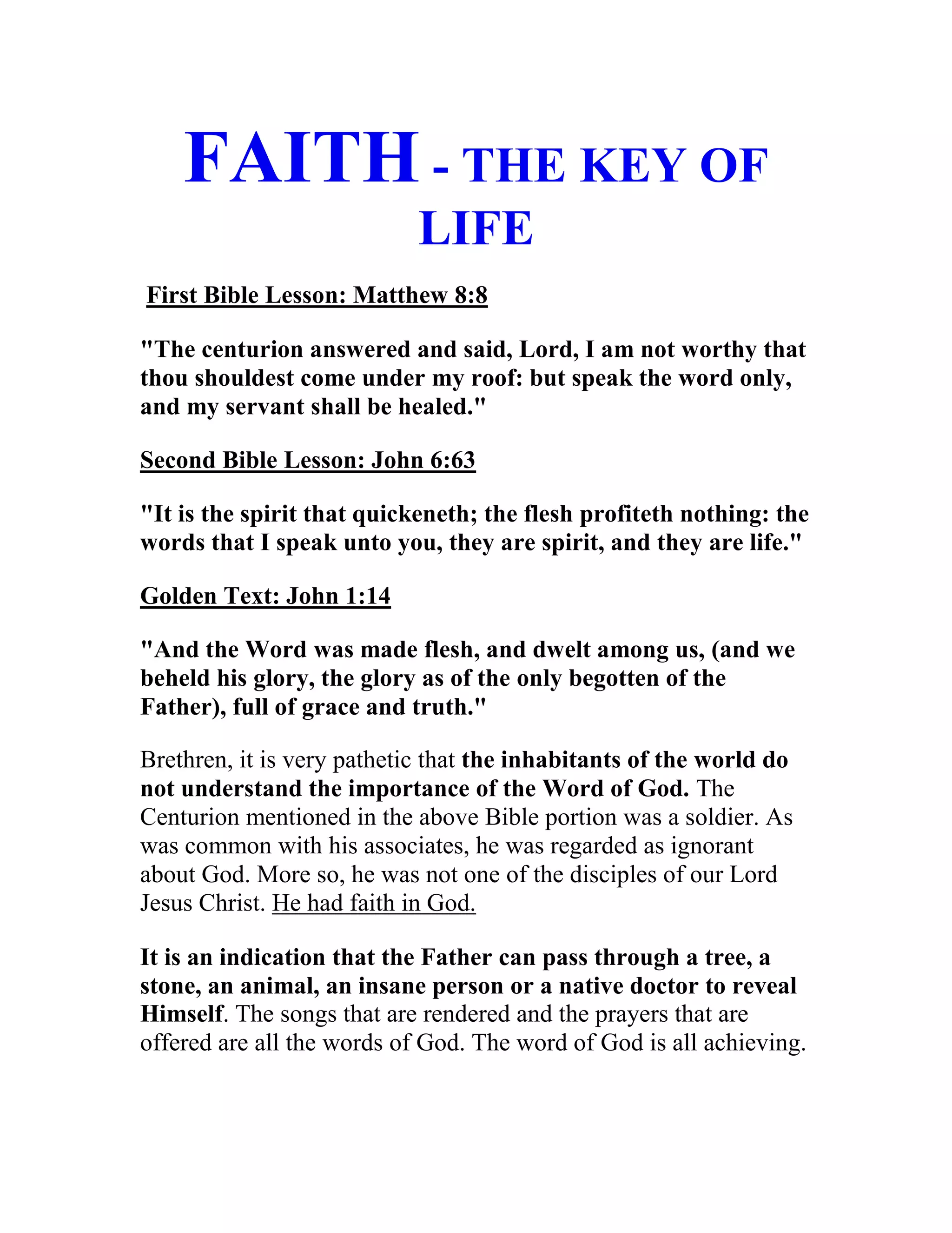 Faith the key of life | DOCX
