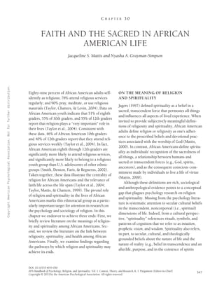 Faith and the Sacred in African American Life | PDF