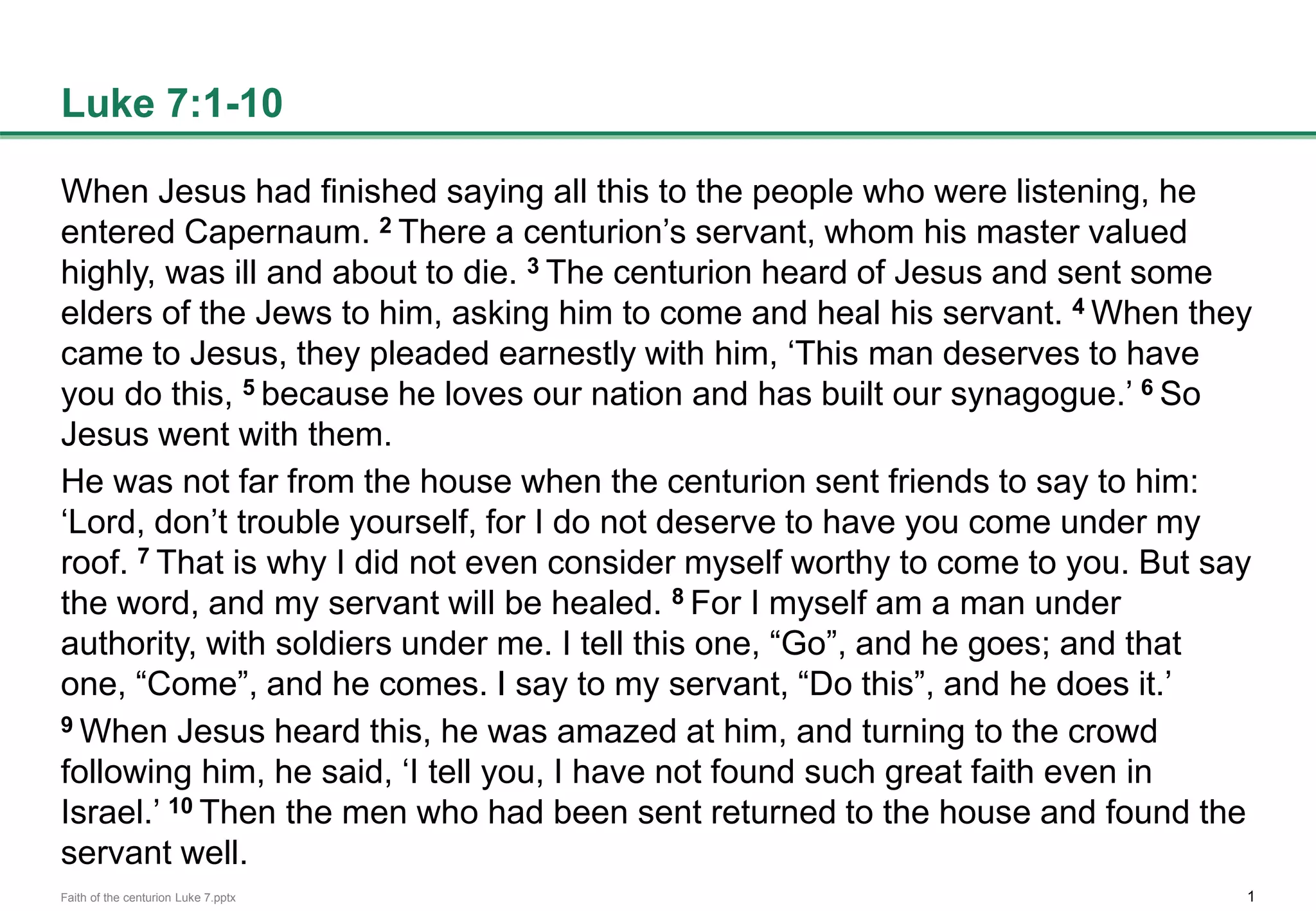 Faith of the centurion luke 7 | PPTX