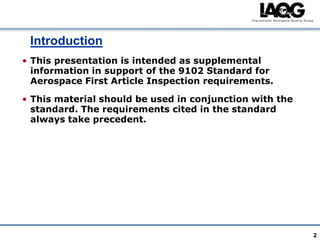 FIRST ARTICLE INSPECTION | PPT