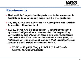FIRST ARTICLE INSPECTION | PPT