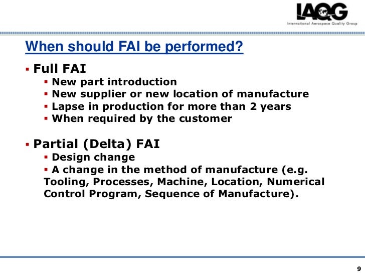 FIRST ARTICLE INSPECTION