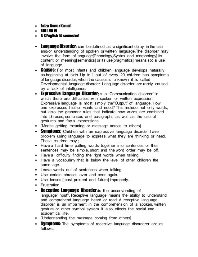 Types Of Language Disorders Types Of Language Disorders