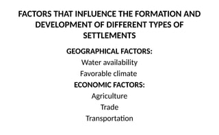 FAIZA MANSOOR presentation on patterns of settlements | PPTX