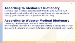 Composition and function of salivary glands | PPTX