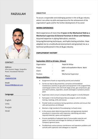 Faizullah Hydrotesting, Mechanical Supervisor.pdf