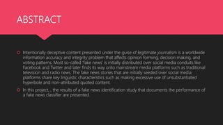 FAKE NEWS DETECTION PPT | PPTX