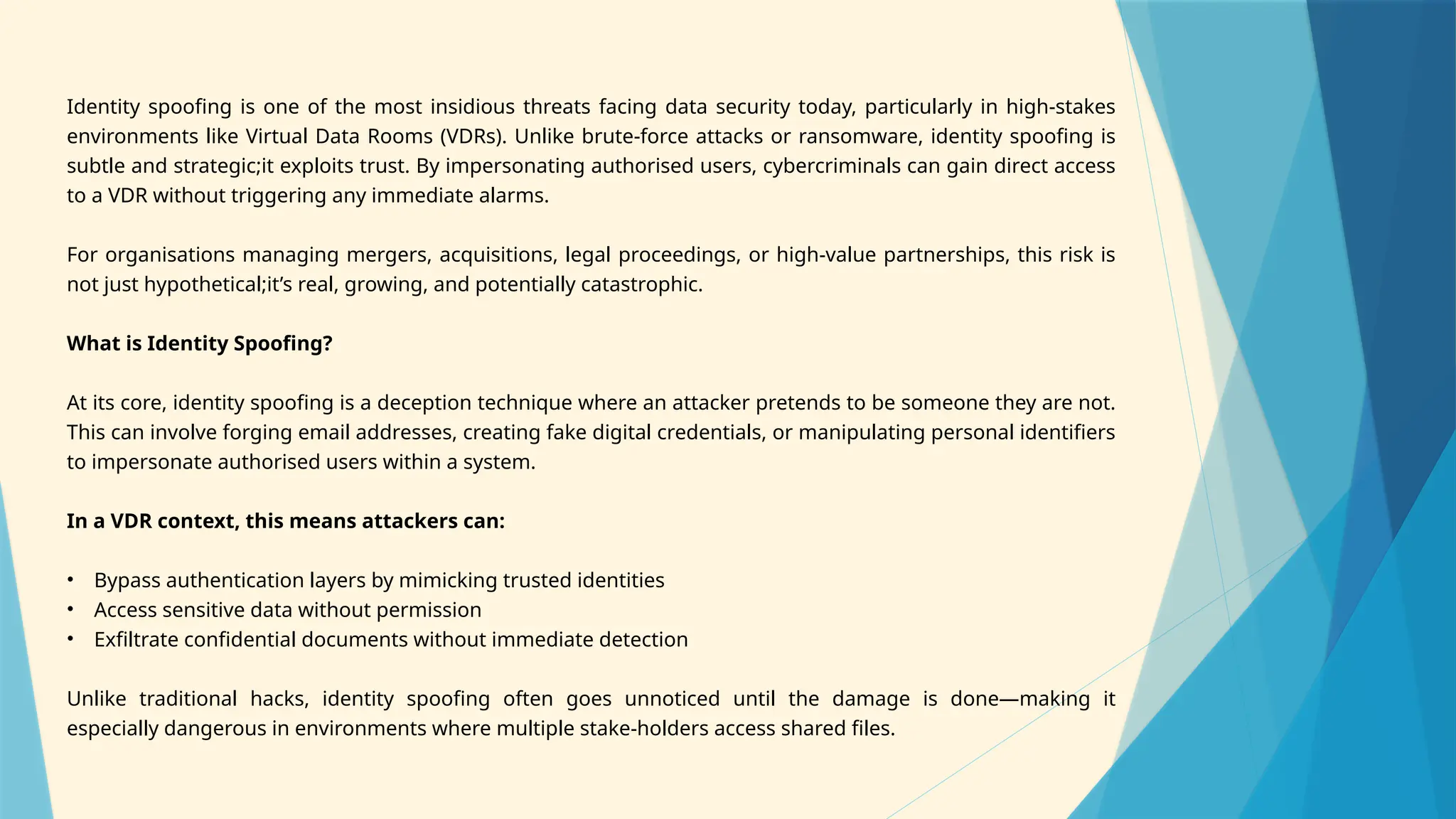 How Identity Spoofing Puts Virtual Data Room Safety at Risk | PPTX