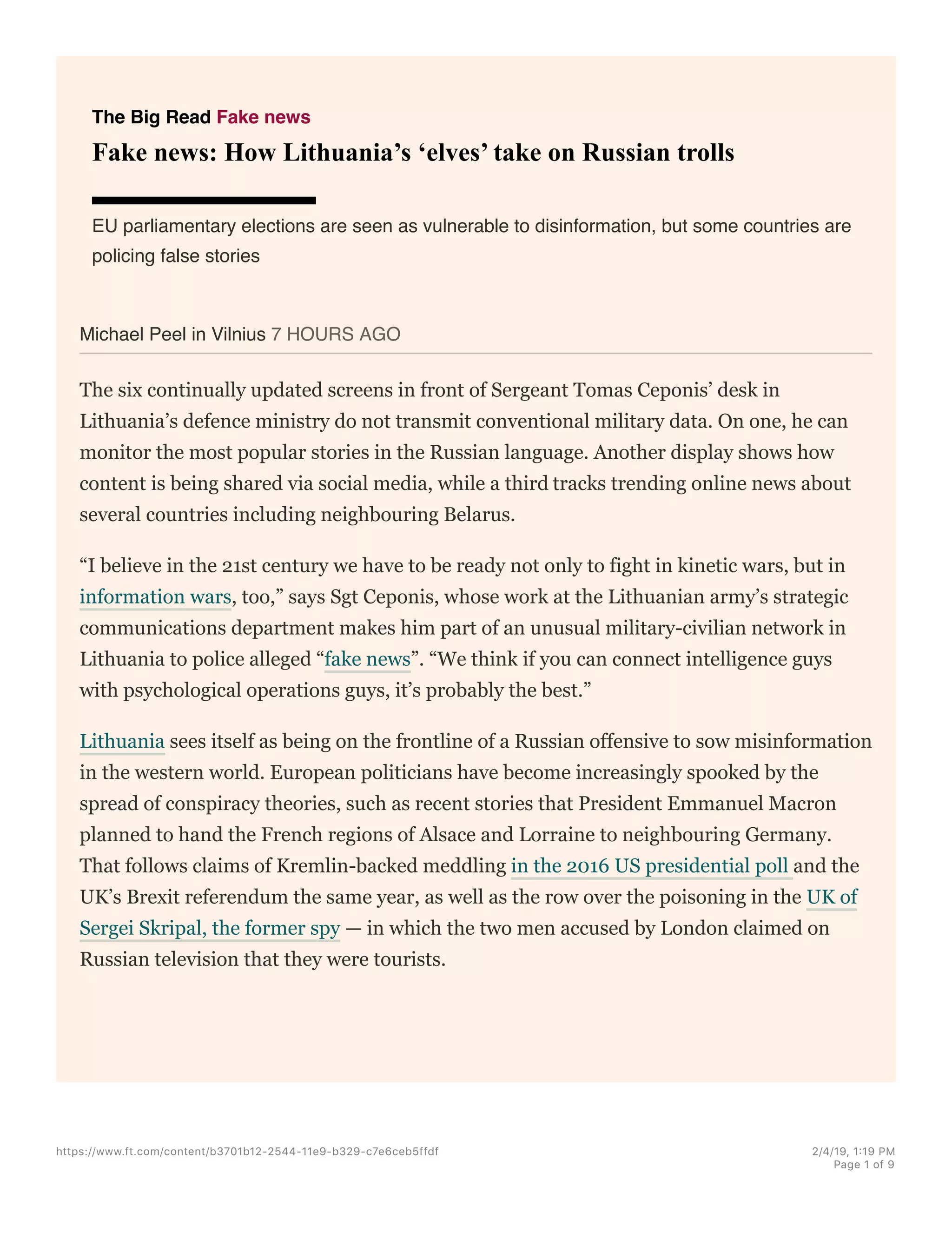 Fake news: How Lithuania’s ‘elves’ take on Russian trolls | PDF