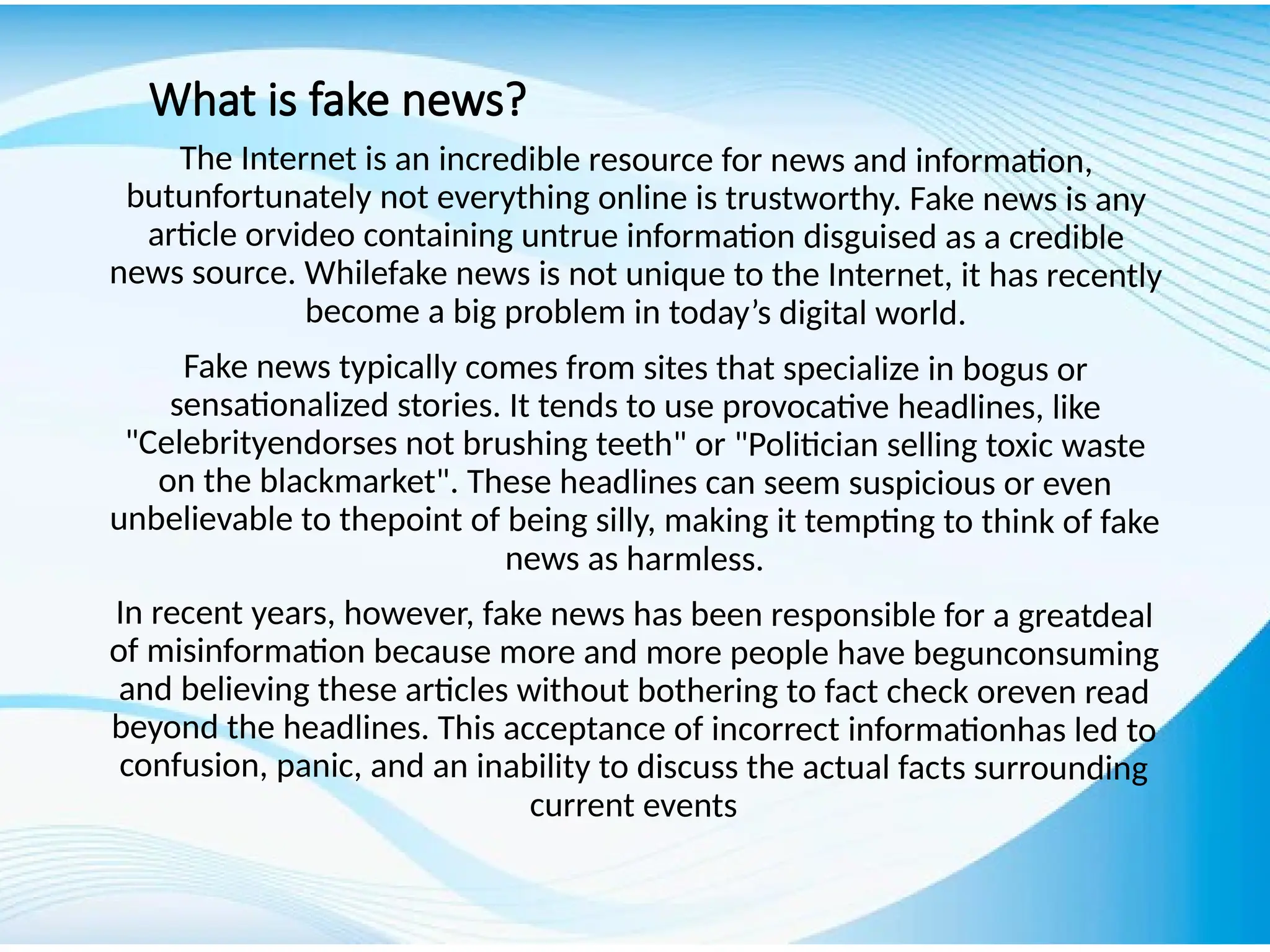FAKE NEWS - Media and Information Literacy | PPTX