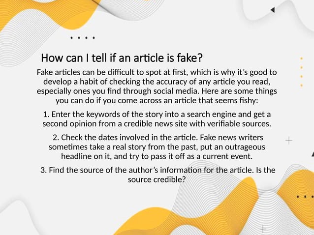 FAKE NEWS - Media and Information Literacy | PPTX