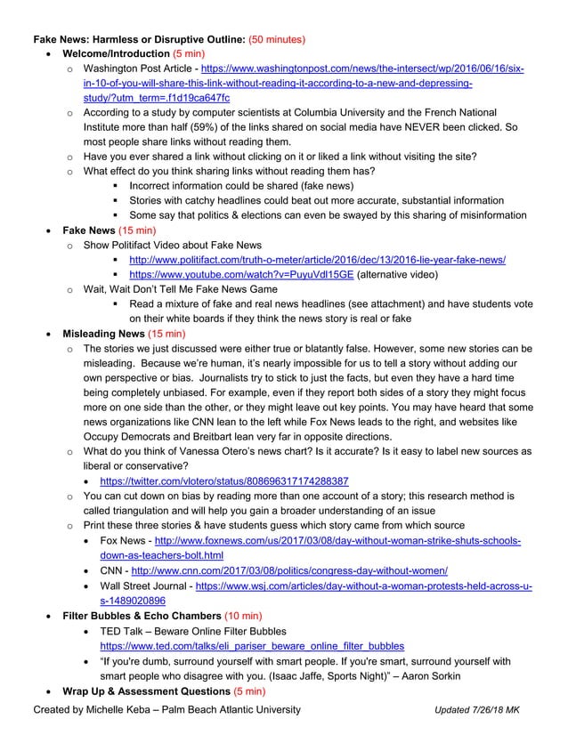 Fake News Lesson Plan | PDF