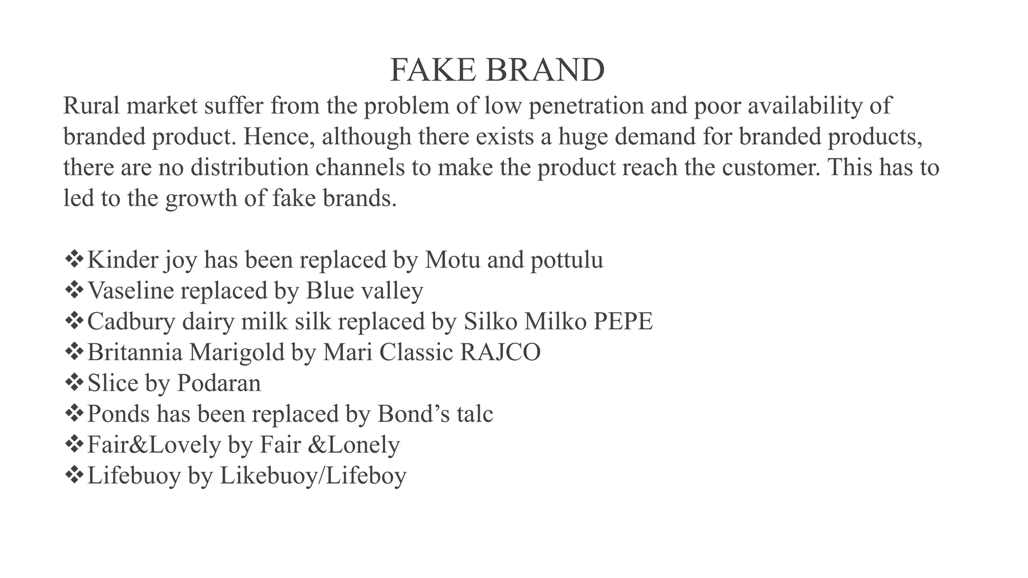 Fake product in rural marketing | PPTX