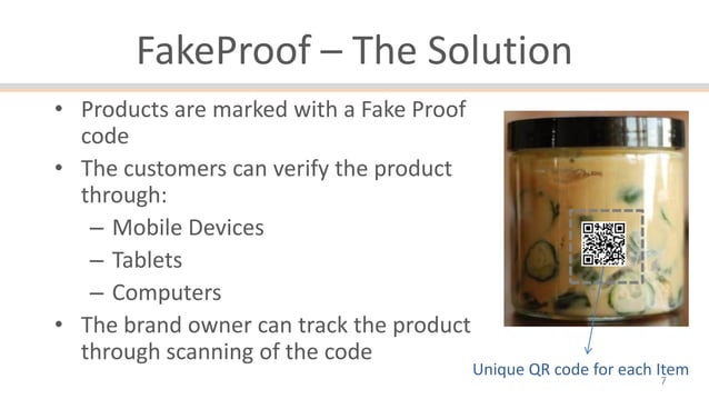 FakeProof , the Anti-Counterfeiting and Product Tracking Solution | PPT