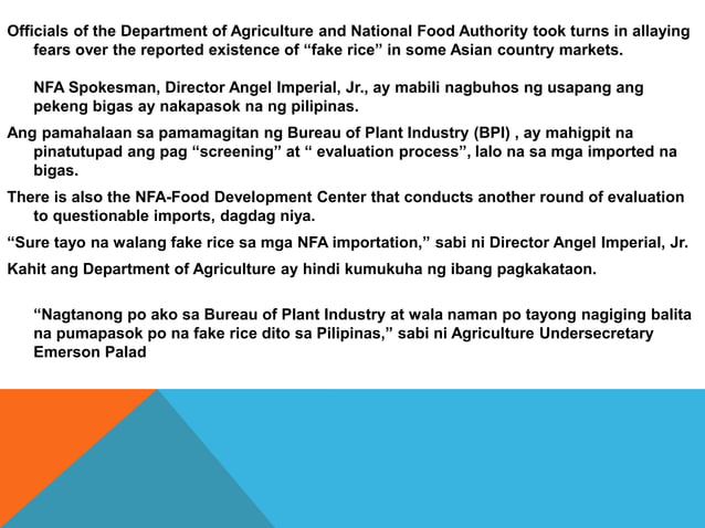 Fake rice matatagpuan sa davao | PPT