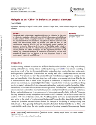 Malaysia as an “Other” in Indonesian popular discourse | PDF | Politics