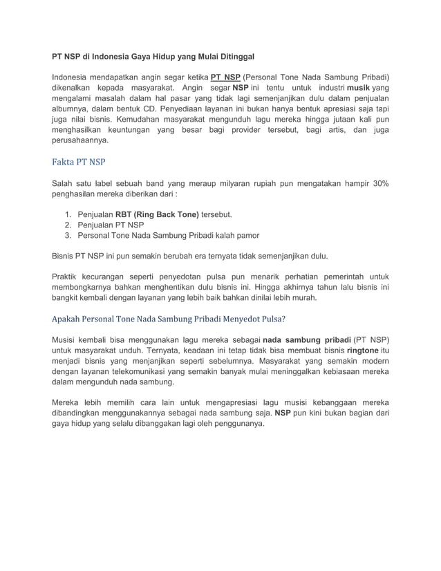 Fakta PT NSP Terbaru | PDF