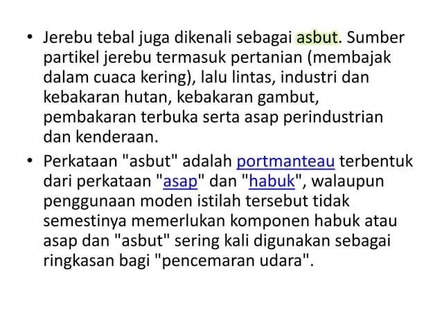 Faktor faktor dan cara-cara untuk mengatasi jerebu | PPTX