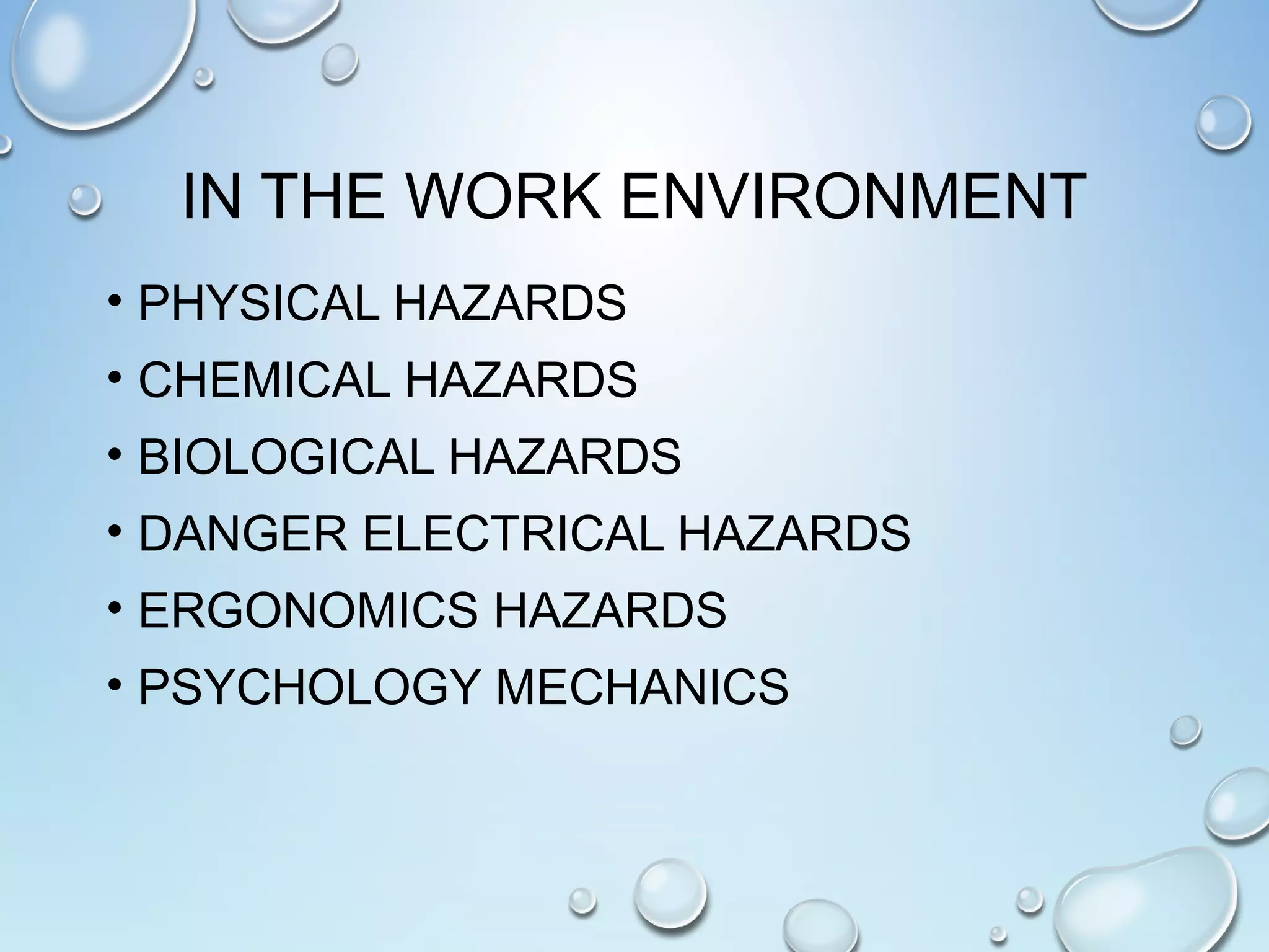 Danger factors work environment | PPT