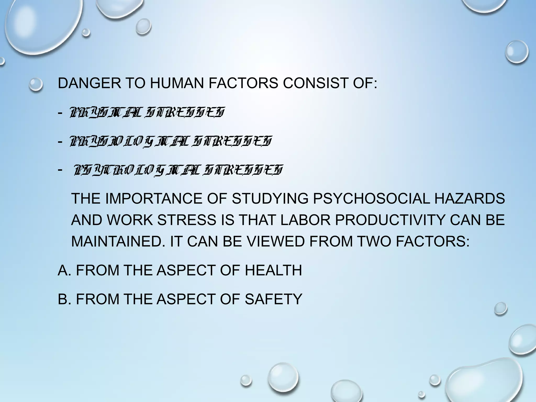 Danger factors work environment | PPT