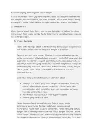 Faktor faktor yang mempengaruhi proses | DOCX