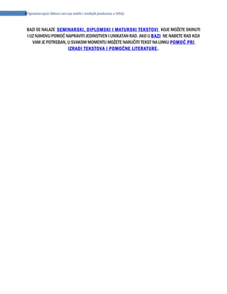 Faktori razvoja preduzeca esej | DOC