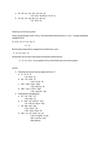 Faktorisasi bentuk aljabar | DOCX