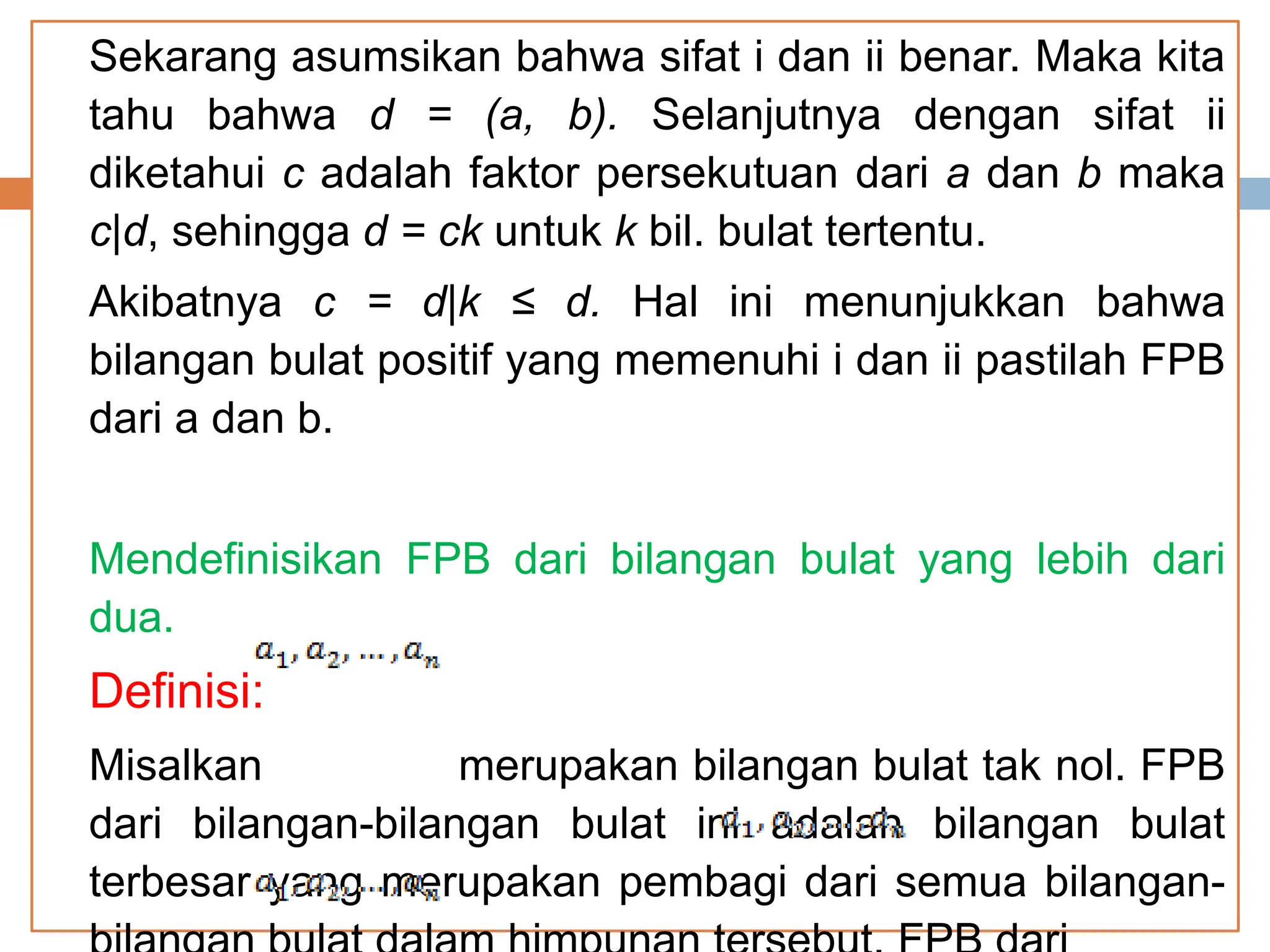 Faktor Persekutuan Terbesar (FPB) Pembuktian Corollary Jurusan ...