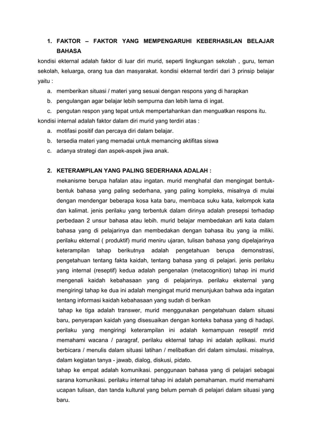 Faktor yang mempengaruhi belajar | PDF