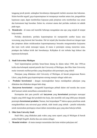 Faktor yang mempengaruhi kepemimpinan | DOCX