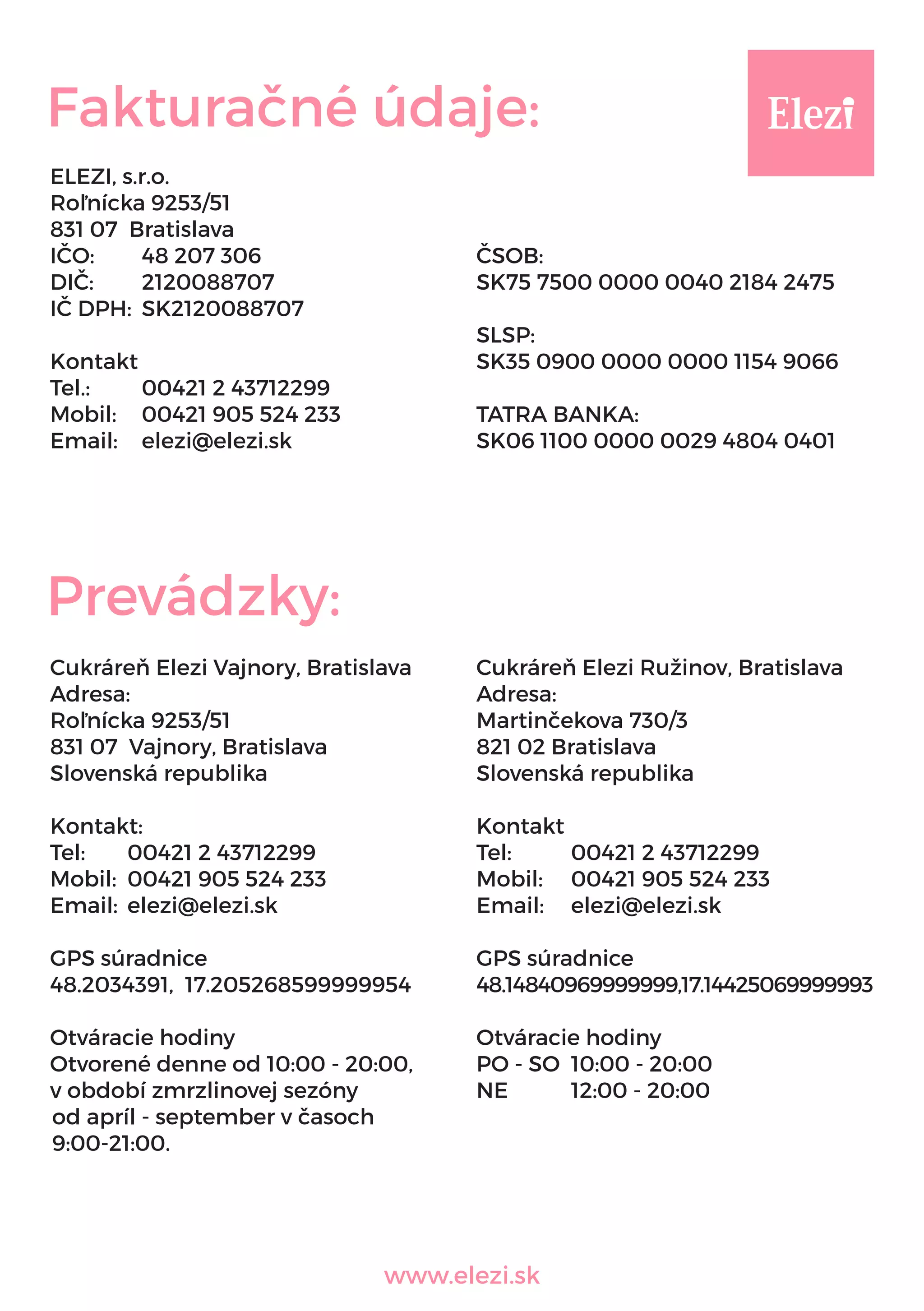 Fakturačné údaje ELEZI s.r.o. | PDF