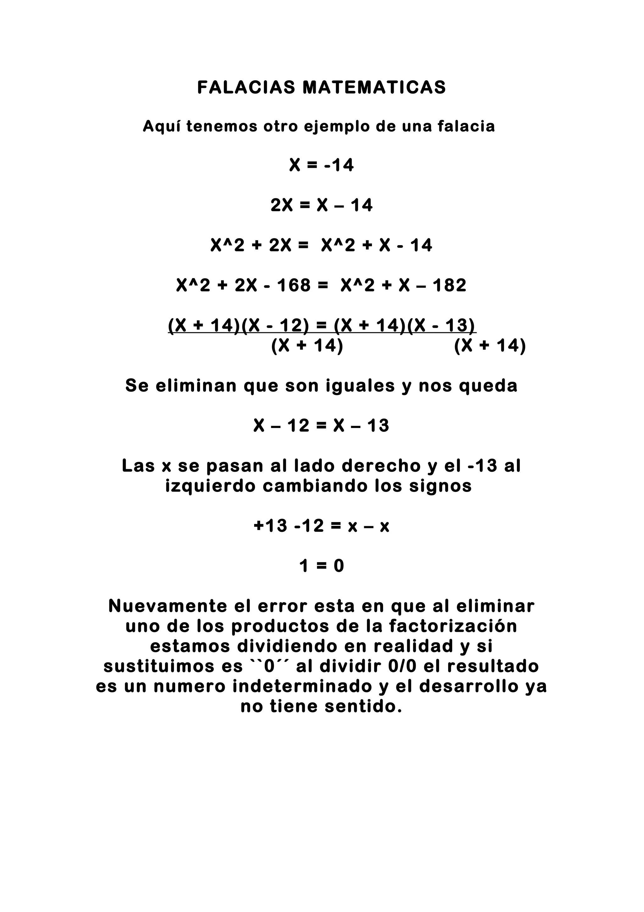 Falacias matematicas | DOC
