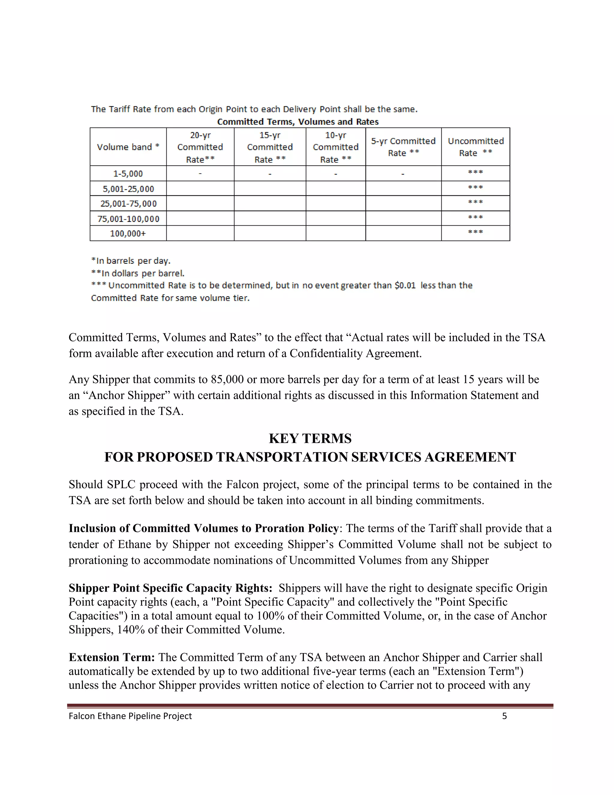 Shell's Falcon Ethane Pipeline Open Season Information Memorandum | PDF