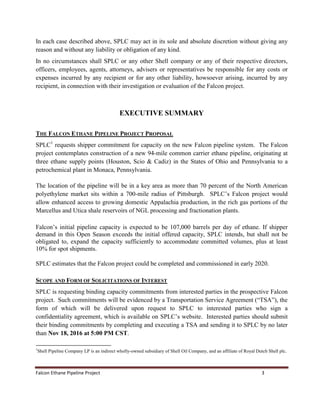 Shell's Falcon Ethane Pipeline Open Season Information Memorandum | PDF