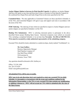 Shell's Falcon Ethane Pipeline Open Season Information Memorandum | PDF
