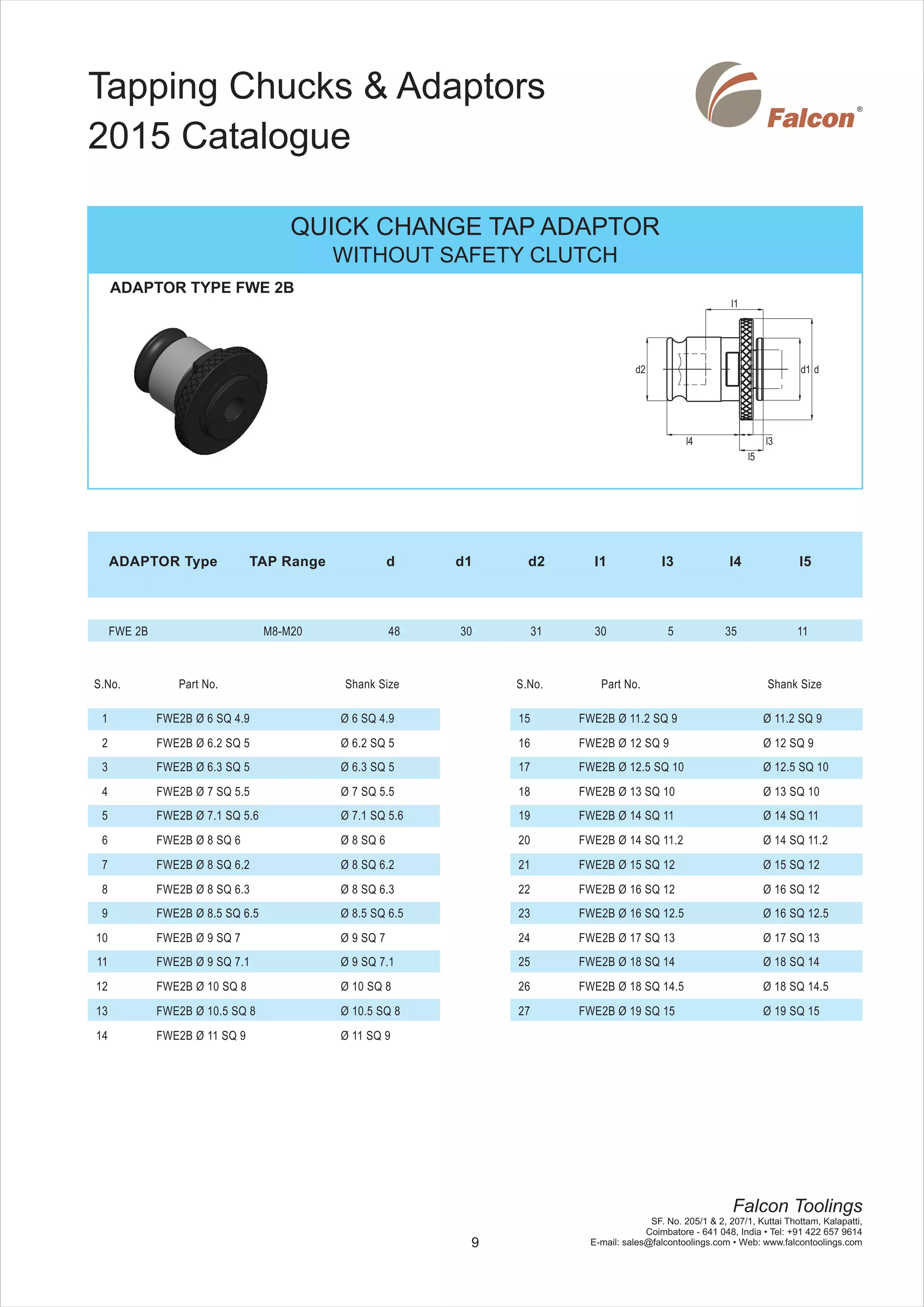 Falcon tapping holders catalogue 2015 | PDF
