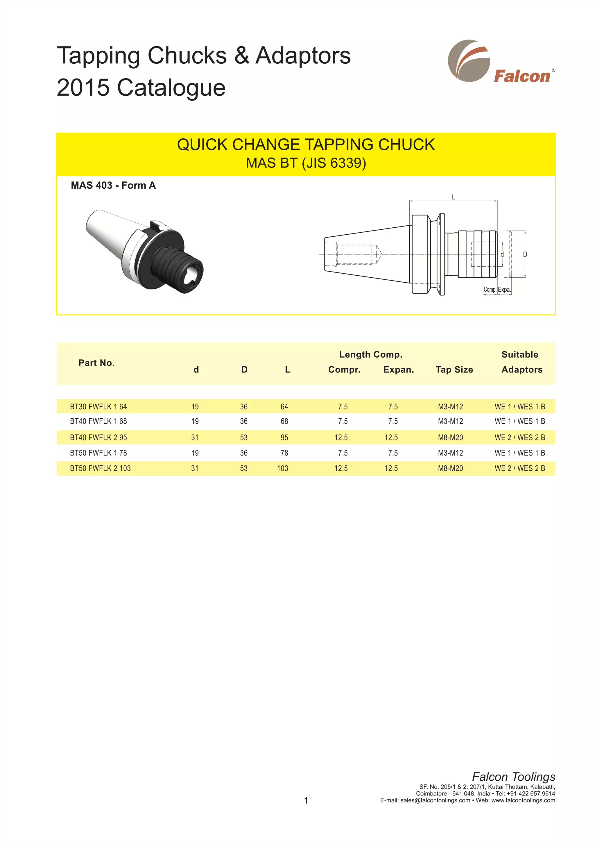 Falcon tapping holders catalogue 2015 | PDF